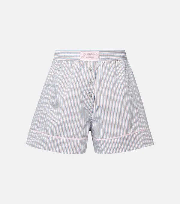 GANNI Striped Bermuda Shorts - Blue