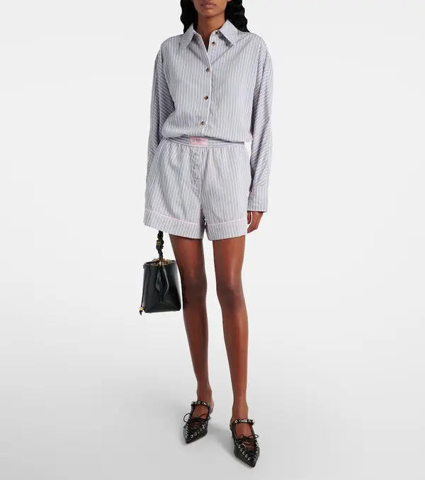 GANNI Striped Bermuda Shorts - Blue