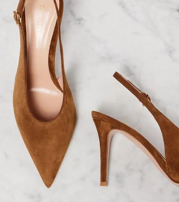 GIANVITO ROSSI Robbie Suede Slingback Pumps - Brown