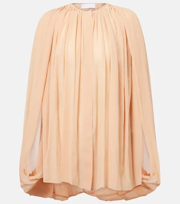 Stella McCartney Draped Silk Chiffon Blouse - Beige