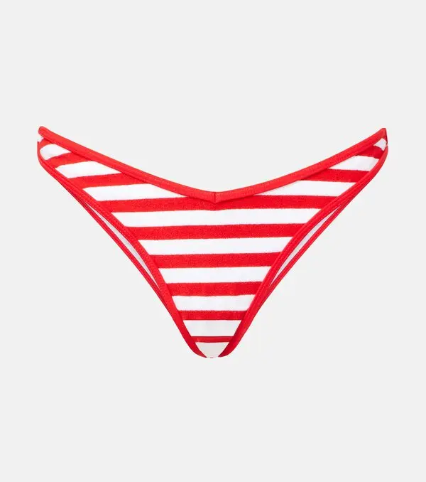 Jade Swim Vera Striped Terry Bikini Bottoms - Red