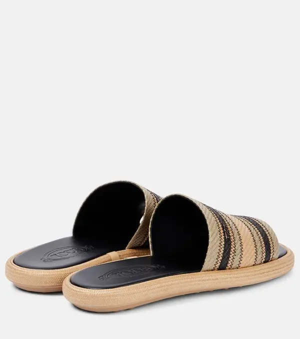 TOD'S Striped Open Toe Mules