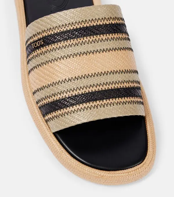 TOD'S Striped Open Toe Mules