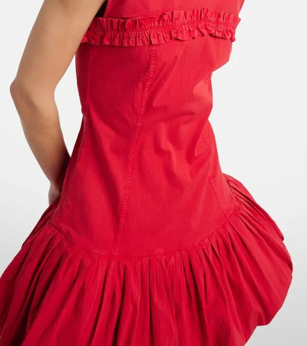 GANNI Ruffled Cotton-blend Mini Dress