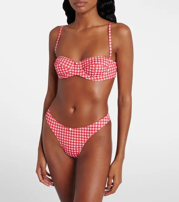 BANANHOT Lenny Gingham Bikini Top - Red