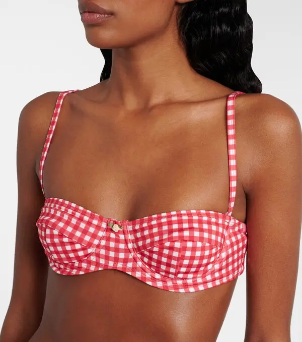 BANANHOT Lenny Gingham Bikini Top - Red
