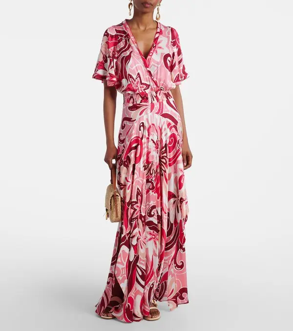Poupette St Barth Mabelle Satin Maxi Dress In Fantasia
