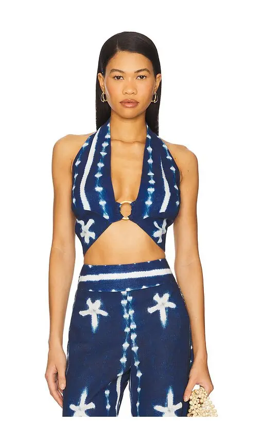 JBQ Nandy Halterneck Cropped Top - Navy