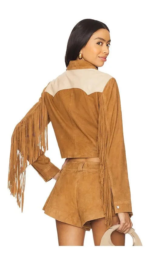 UNDERSTATED LEATHER Combo Fringe Jacket - Brown