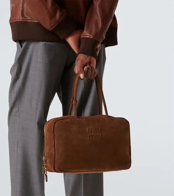 Miu Miu Logo Suede Tote Bag
