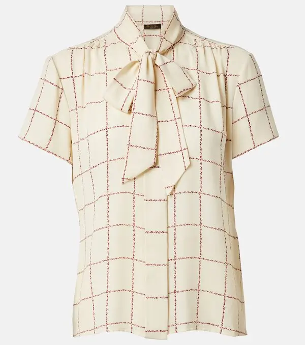 Loro Piana Febe Checked Silk Blouse