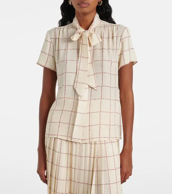 Loro Piana Febe Checked Silk Blouse