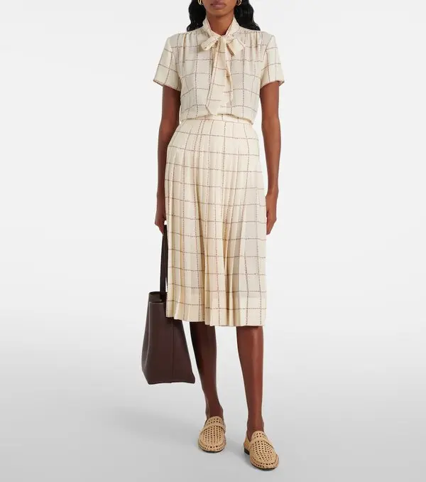 Loro Piana Febe Checked Silk Blouse