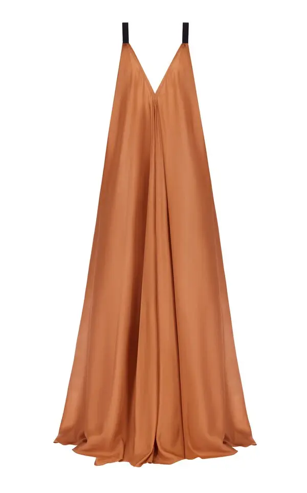 TEMILY Parachute Silk Gown - Brown