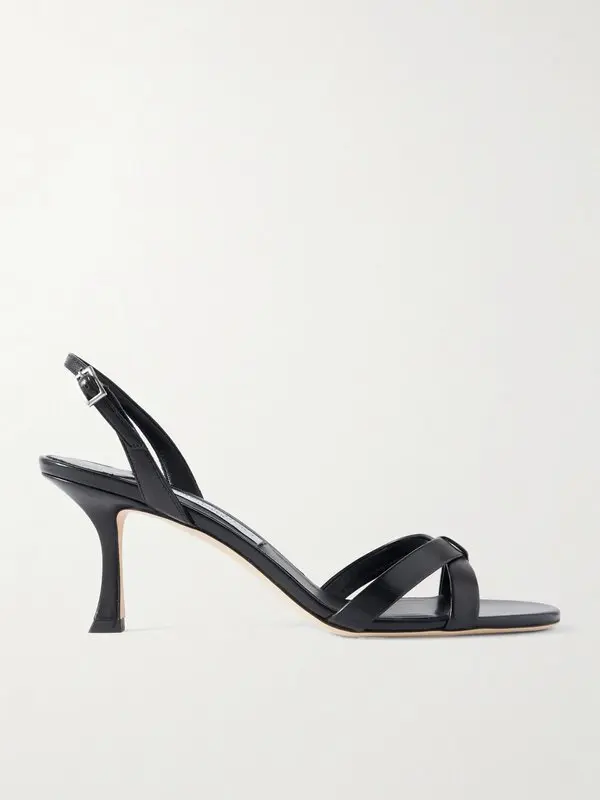 JIMMY CHOO Elsy 70 Leather Slingback Sandals - Black