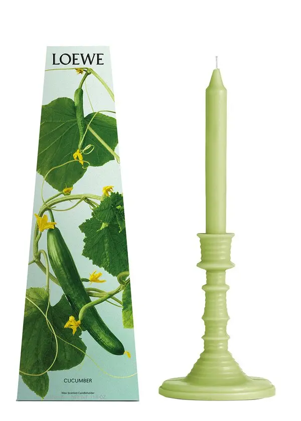 Loewe Cucumber Wax Candleholder Candlestick-shaped Candle, Cucumber Essence, Aquatic Scent, Juicy Cucumber, Fresh Mint Notes - Na