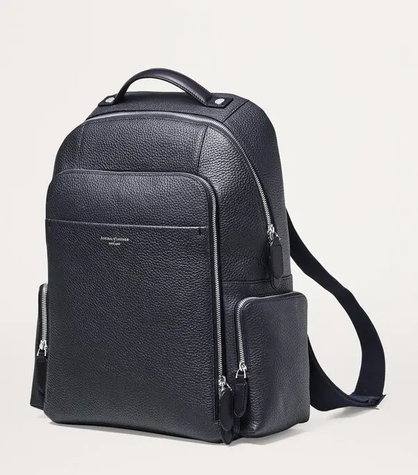 ASPINAL OF LONDON Pebbled Leather Reporter Zipped Backpack