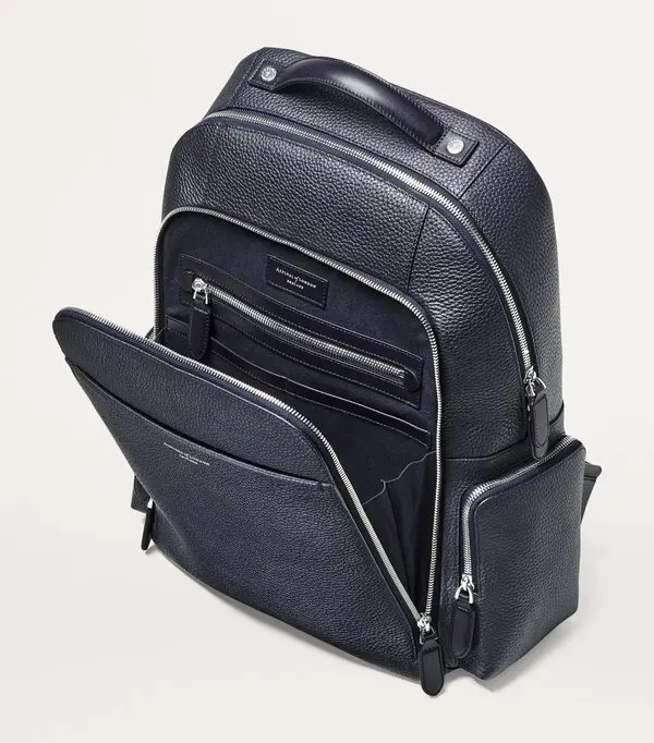 ASPINAL OF LONDON Pebbled Leather Reporter Zipped Backpack