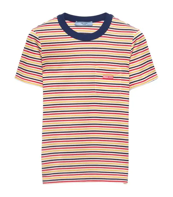 Prada Cotton Stripe Lisle T-shirt - Neutral