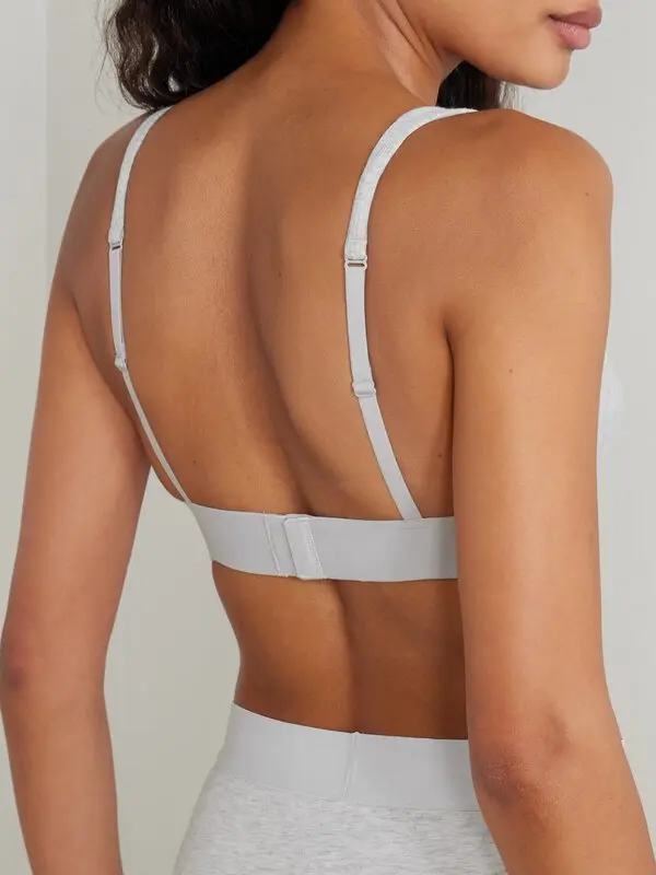 SKIMS Stretch-cotton Rib Plunge Bralette