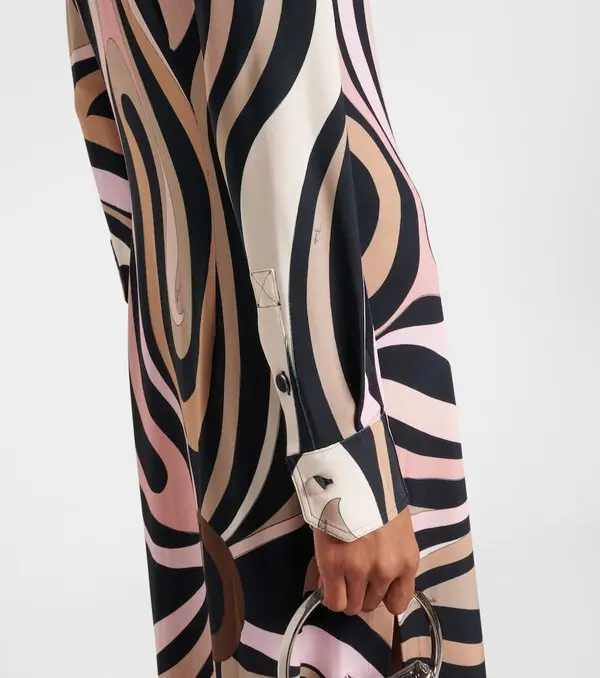 Emilio Pucci Marmo Printed Silk Maxi Shirt Dress