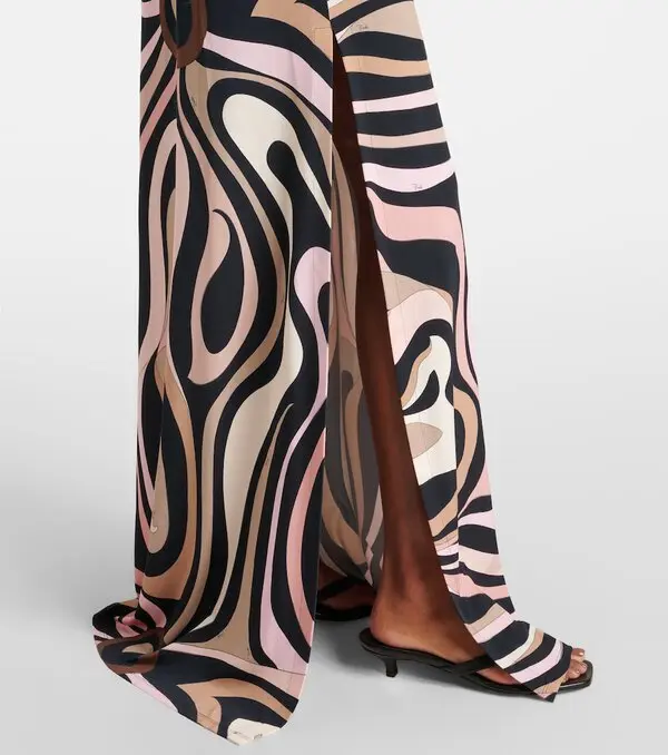 Emilio Pucci Marmo Printed Silk Maxi Shirt Dress