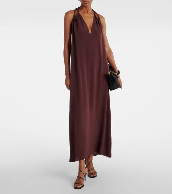 ADRIANA DEGREAS Satin Maxi Dress