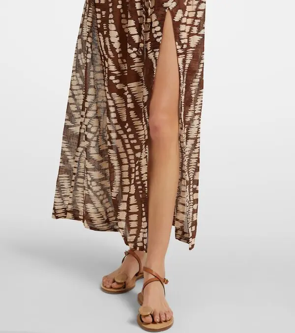 Poupette St Barth Mara Strapless Printed Midi Dress