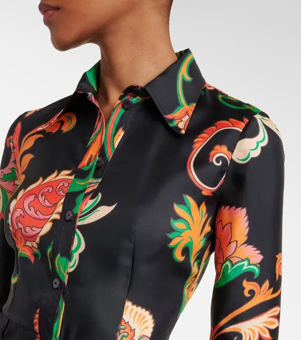 Etro Printed Silk Shirt Dress