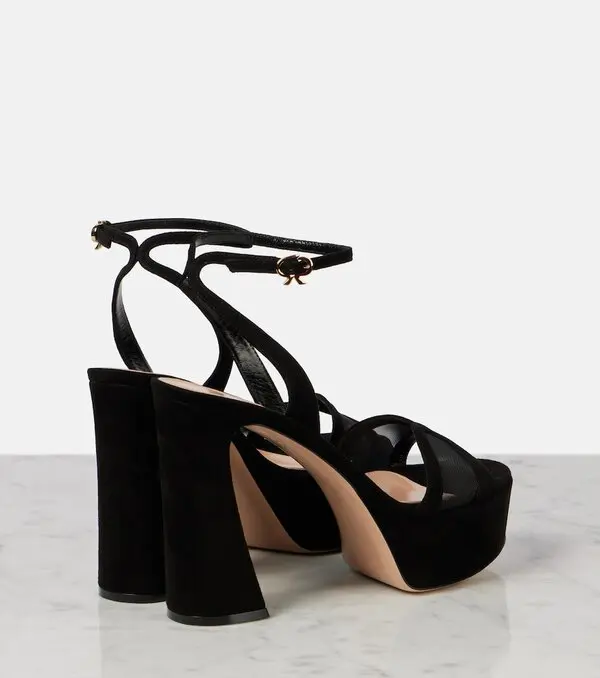 GIANVITO ROSSI Suede And Mesh Platform Sandals