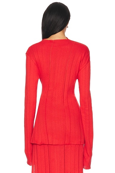 JADE CROPPER Long Sleeve Ribbed Knit Top