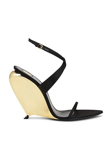 Saint Laurent Gippy Wedge Sandal - Nero