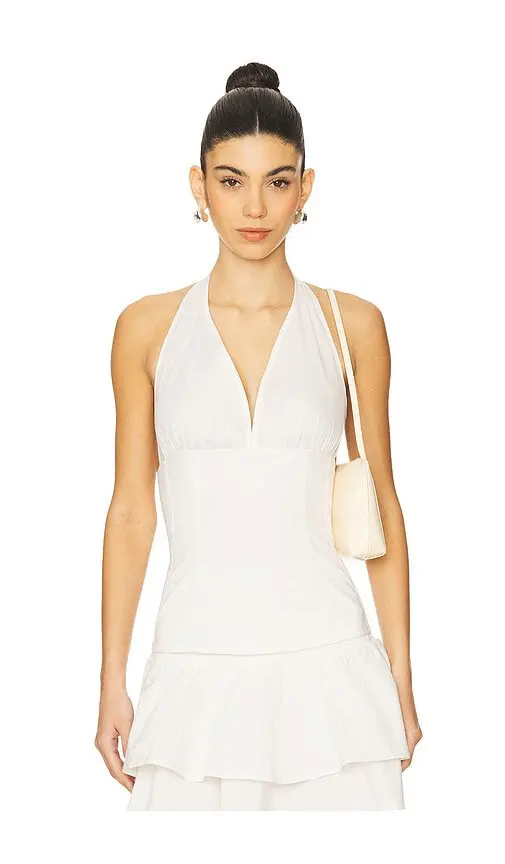 WeWoreWhat Halter Neck Corset Top - Ivory