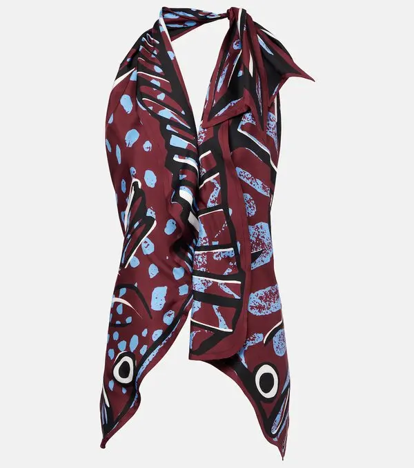 Bottega Veneta Printed Halterneck Silk Twill Top - Multicoloured