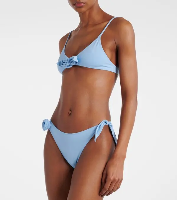 Coperni Floral Appliqué Bikini Top - Blue
