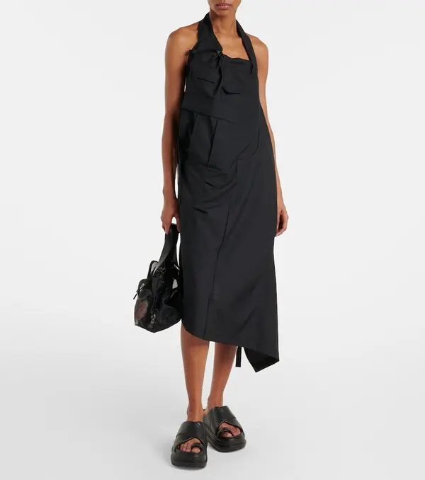 Junya Watanabe Halterneck Wool Midi Dress