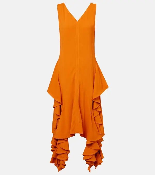 Bottega Veneta Ruffled Midi Dress - Orange