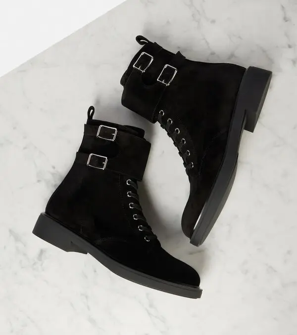 GIANVITO ROSSI Ripley Suede Combat Boots