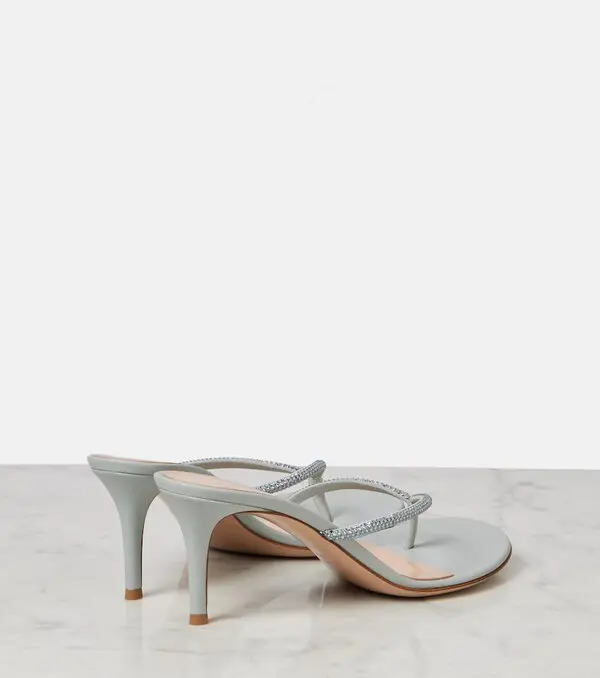 GIANVITO ROSSI Embellished Suede Thong Sandals