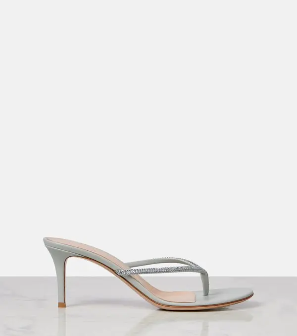 GIANVITO ROSSI Embellished Suede Thong Sandals
