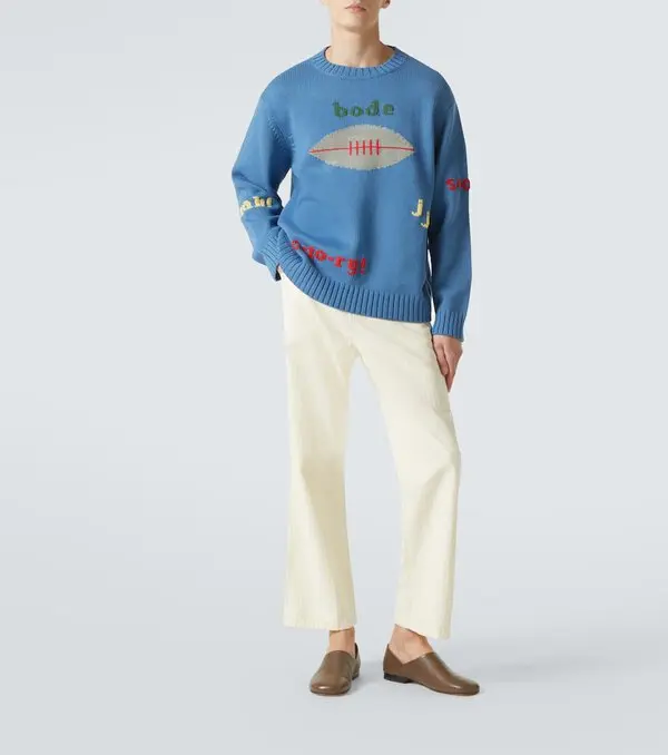 BODE Spirit Embroidered Cotton And Wool Sweater