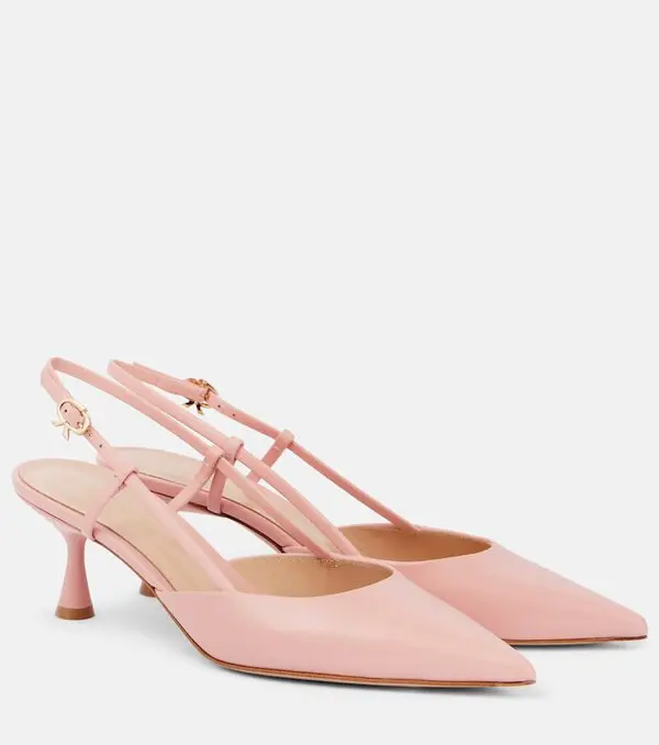 GIANVITO ROSSI Ascent 55 Leather Slingback Pumps In Sakura - Pink