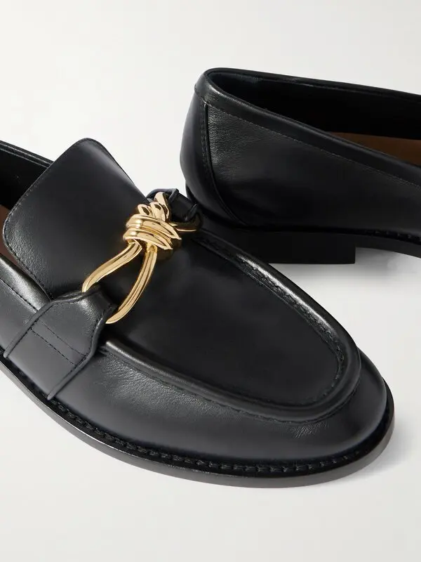 Bottega Veneta Astaire Embellished Leather Loafers - Black