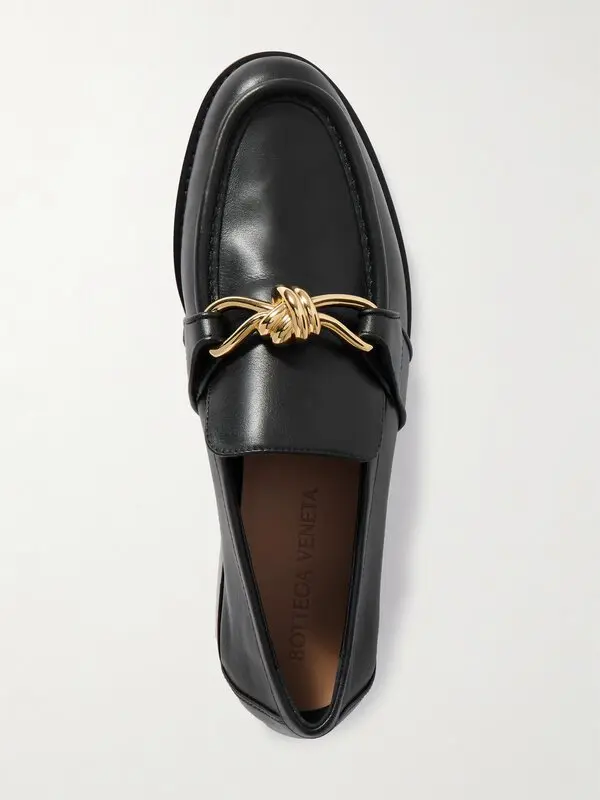 Bottega Veneta Astaire Embellished Leather Loafers - Black