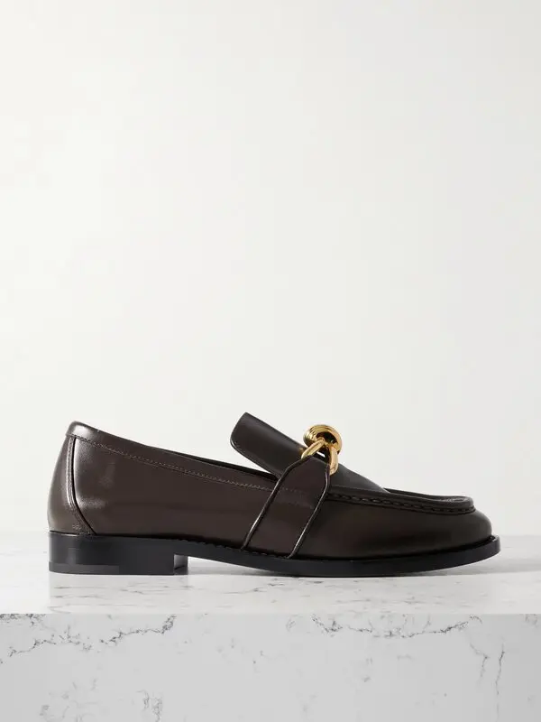 Bottega Veneta Astaire Embellished Leather Loafers - Brown
