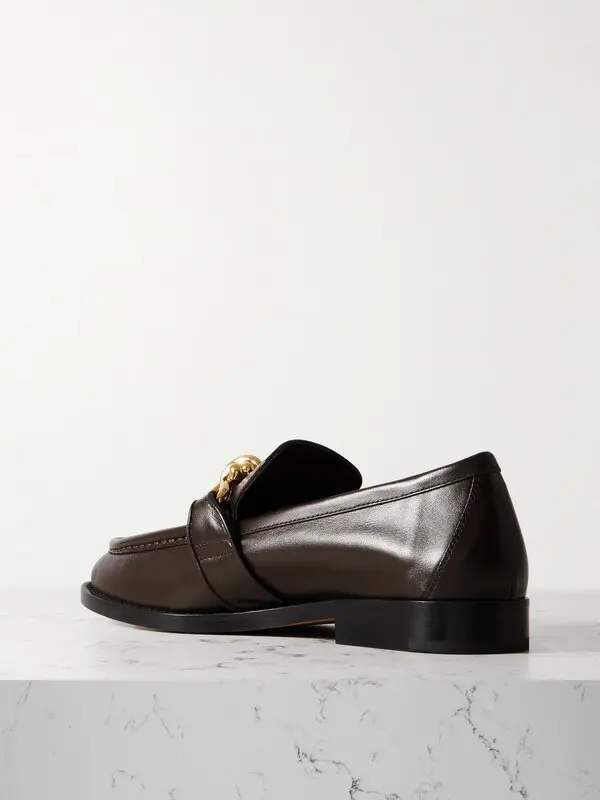 Bottega Veneta Astaire Embellished Leather Loafers - Brown