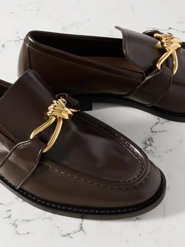 Bottega Veneta Astaire Embellished Leather Loafers - Brown