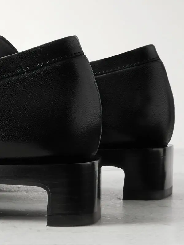 JIL SANDER Ruched Crinkled-leather Loafers - Black