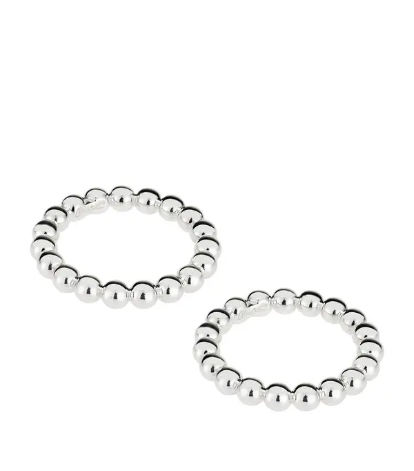 Christofle Set Of 2 -plated Perles Napkin Rings - Silver