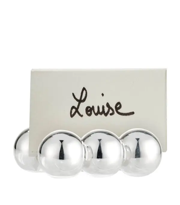 Christofle Set Of 2 -plated Perles Place Card Holders - Silver